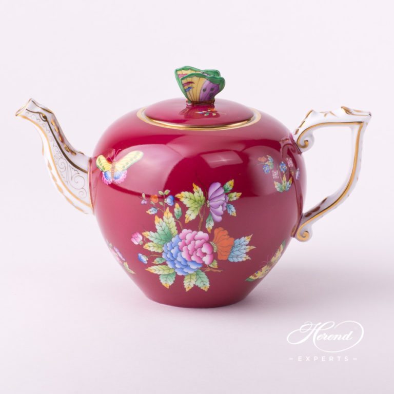 Teapot w. Butterfly Knob - Queen Victoria on Purple Background - Herend ...