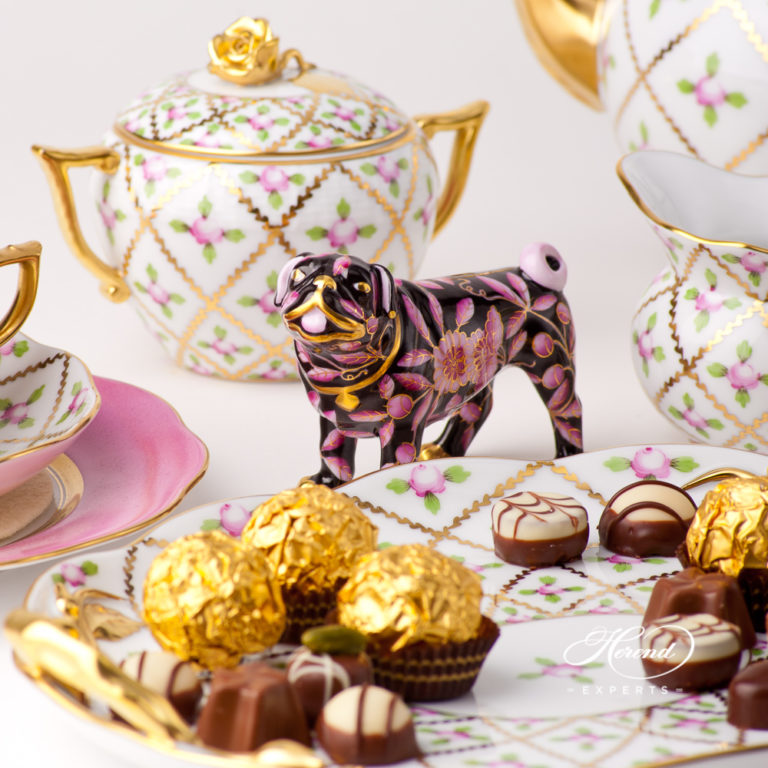 Tea Set w. Small Cake Plate for Two People - Sevres Roses - Herend Experts