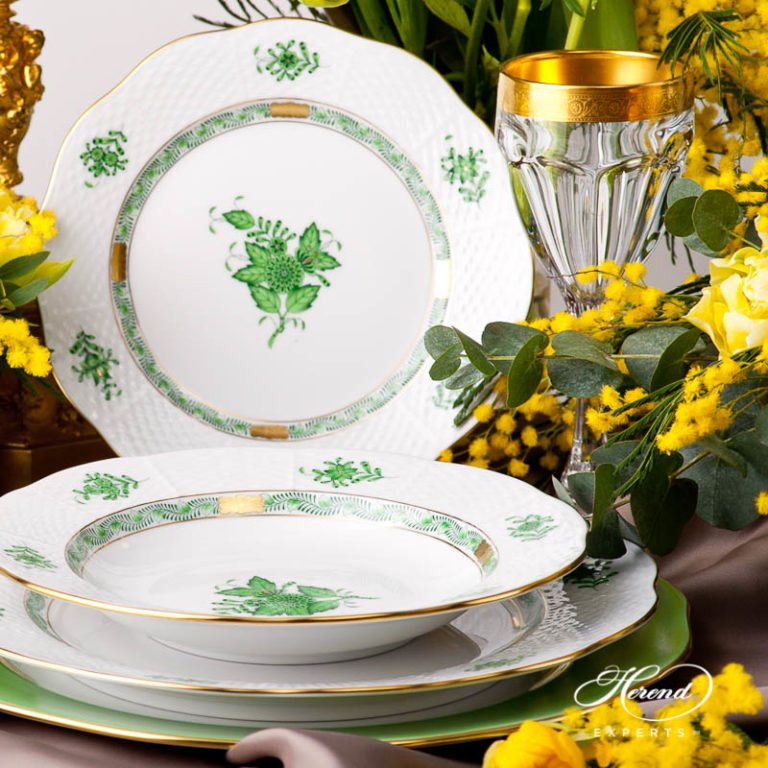 Place Setting - Five Pieces - Chinese Bouquet / Apponyi Green - Herend ...