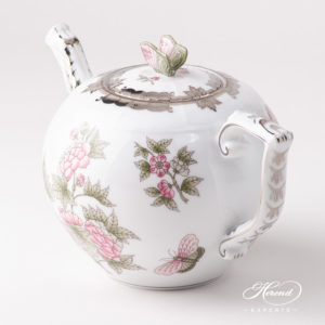 Teapot w. Butterfly Knob - Large - Queen Victoria Platinum - Herend Experts