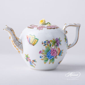 Tea Pot w. Rose Knob - Queen Victoria Pink Edge - Herend Experts