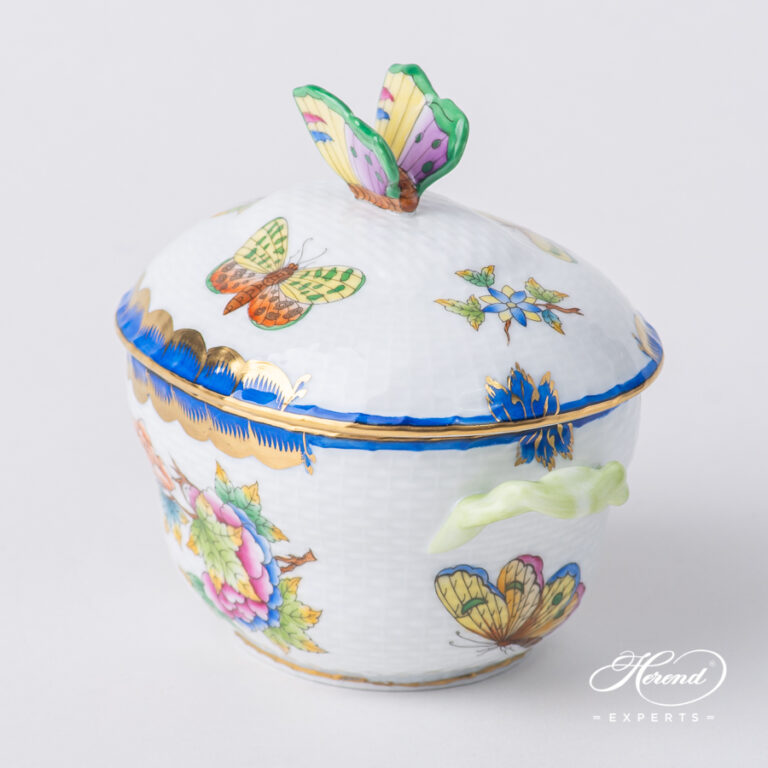 Sugar Basin w. Butterfly Knob - Queen Victoria Navy Blue Edge - Herend ...