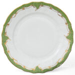 Dinner Plate - Shell Shaped - Green Fish Scale Edge - Herend Experts
