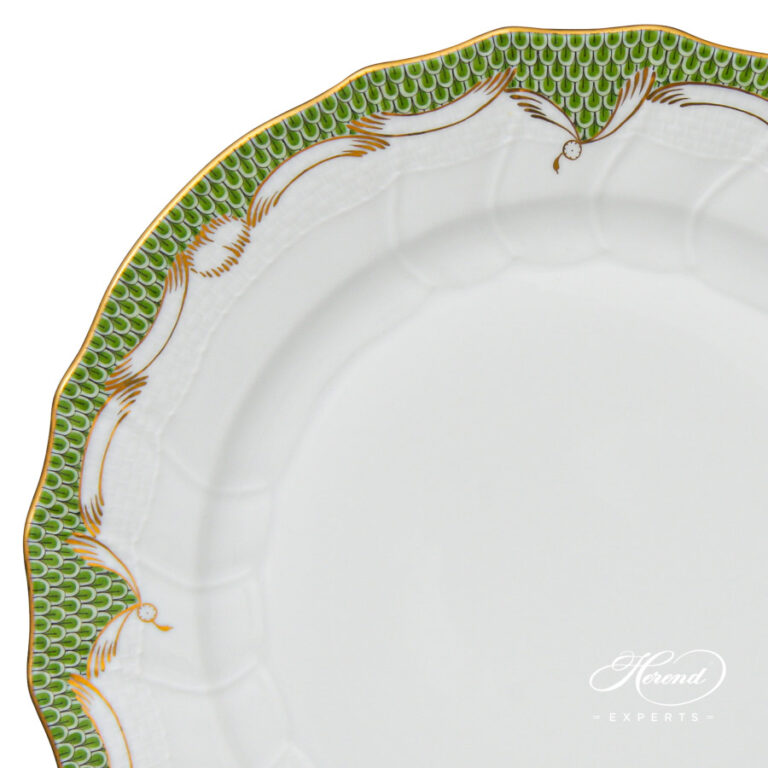Dinner Plate - Shell Shaped - Green Fish Scale Edge - Herend Experts