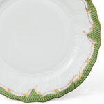 Dinner Plate - Shell Shaped - Green Fish Scale Edge - Herend Experts