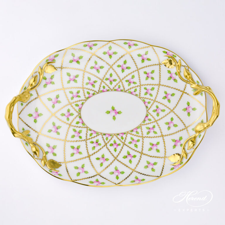 Cake Plate w. Handles - Sevres Roses - Herend Experts