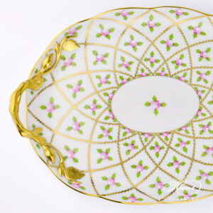 Cake Plate w. Handles - Sevres Roses - Herend Experts