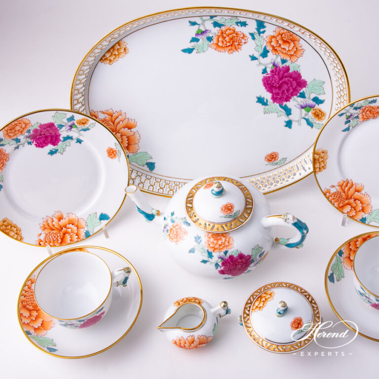 Tea Set for Two People - Pink Peony - Herend Experts